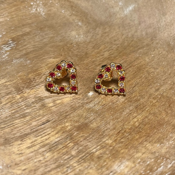 Avon | Jewelry | Vintage Avon Heart Love Red White Rhinestone Gold Tone ...